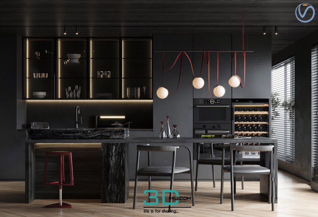 Modern open kitchen 3d model - 3ds Max Store 2025 | Sell Model 3ds Max ...